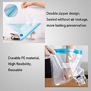 Mantianstar Sous Vide Bags -15pack Large Size 10.2x13.4in/ 26x34cm Food Storage Bags, Reusable Vacuum Zipper for Sous Vide Cooking, with 2 Sealing Clips for Anova and Joule Cookers