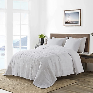 B2EVER White Quilt Queen Size Bedding Sets with Pillow Shams, Lightweight Soft Bedspread Coverlet, Quilted Blanket Thin Comforter Bed Cover for All Season Spring Summer, 3 Pieces, 90x90 inches