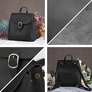 SUNLIGHT LEAVES Simple Vegan Leather Flap 3 Way Convertible Backpack For Women Classic Vintage Faux Leather Fashion Daypack (Black)