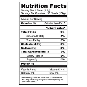 ONE ORGANIC Sushi Nori Premium Roasted Organic Seaweed (50 Full Sheets)