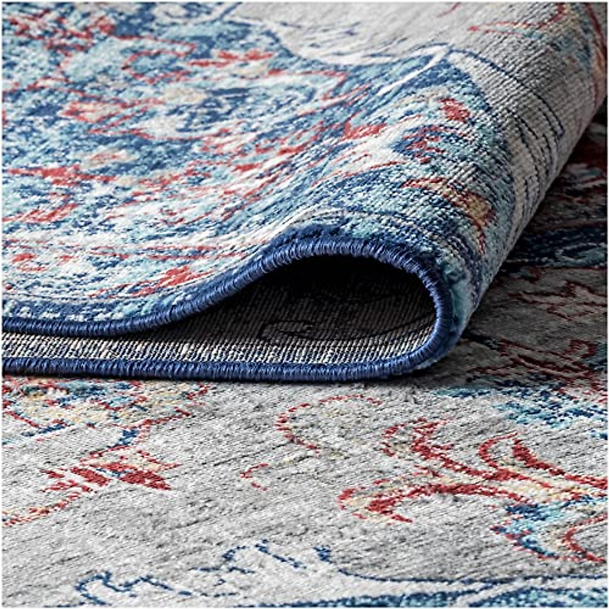 JONATHAN Y Modern Persian Vintage Medallion Red/Navy 3 ft. x 5 ft. Area-Rug Country, Easy -Cleaning, for Bedroom, Kitchen, Living Room, Non Shedding (MDP104A-3)
