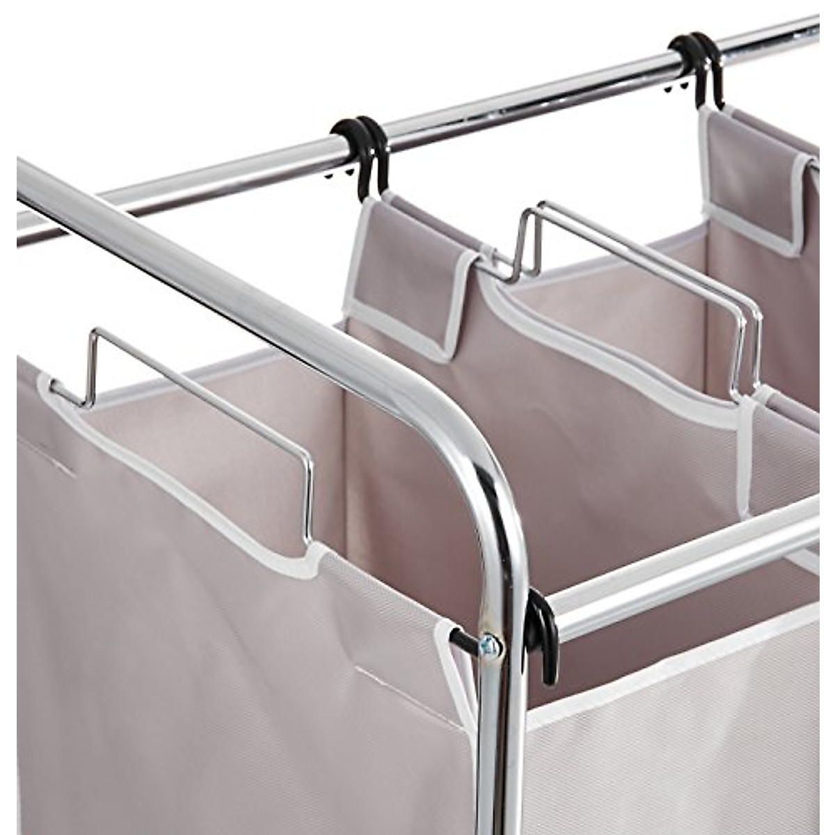 Amazon Basics 3-Bag Rectangular Laundry Hamper Sorter Basket, Grey