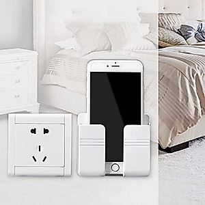 ICOBES Mobile Phone Stand Mobile Phone Charging Stand Bedside Hanging Holder Multifunction Wall Paste Mounted Bracket Remote Control Mounted Storage Box (Color : White)