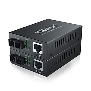 Gigabit SingleMode Fiber to Ethernet Media Converter, Dual SC Fiber, 1000Base-LX to 10/100/1000Base-Tx Gigabit SMF Fiber SC to Copper RJ45 Ethernet Converter, UL Certified, up to 20km, Pack of 2