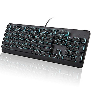 Mechanical Gaming Keyboard, Typewriter Style LED Backlit Keyboard with 104 Round Keys for Game and Office, Computer, Laptop, Desktop K600 (Blue Switch) (Color : Crystal)