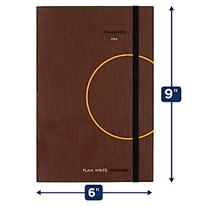 AT-A-GLANCE 2024 Daily Planning Notebook, Plan. Write. Remember. 5" x 8-1/4", small, Casebound, Brown(7062013024)