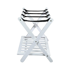 MISC White Hotel Luggage Rack for Guest Room Folding Suitcase Rack Collapsible Carry On Holder Bedroom, Sturdy Wooden