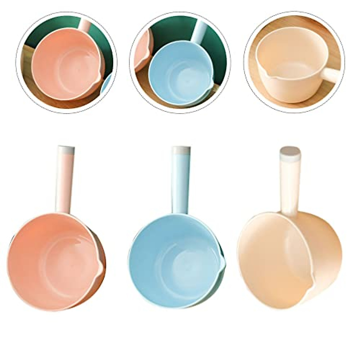 Hemoton 3pcs Long Handle Water Ladle Garden Water Scoop Watering Flower Water Ladle Water Dipper Spoon Bath Ladle Scoop for Home Garden Tea Ceremony Bathroom Sauna Light (As Shown)