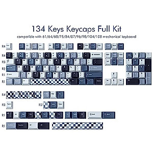 TYRIXKI PBT Keycaps 134 Keys Mosaic Custom Keycaps Dye-Sublimation Set with 7U Spacebar Cherry Profile for US Layout Cherry MX Swithes Mechanical Keyboards