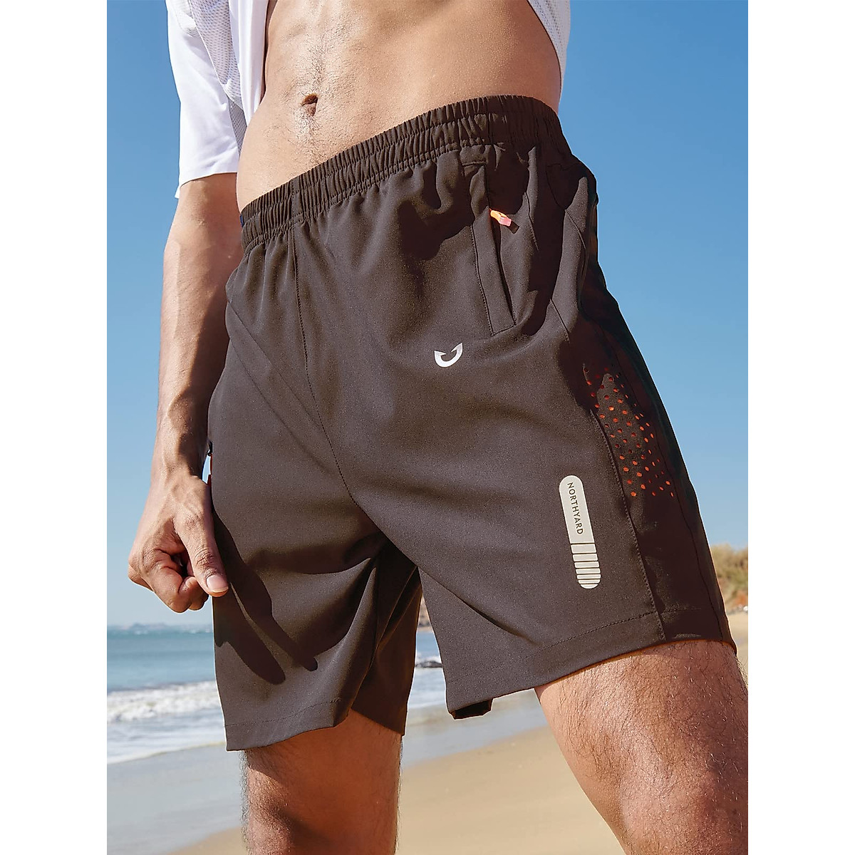 NORTHYARD Men's Athletic Running Shorts Quick Dry Workout Shorts 7"/ 5"/ 9" Lightweight Sports Gym Basketball Shorts Hiking Exercise Coffee XL