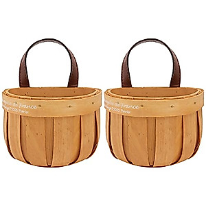 Amosfun Flower Girl Baskets 2pcs Wall Hanging Storage Baskets Japanese- Style Woodchip Flower Basket Planter Pot Sundries Organizer Container for Home Living Room Outdoor Picnic Kids Storage Basket