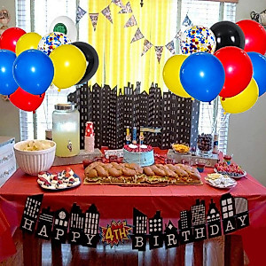 Red Blue Black Balloon Garland Arch Kit - 132PCS Red Black Royal Blue Yellow Confetti Latex Balloons for Brithday Graduation Circus Anime Spider Boy Hero Theme Party Decorations