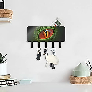 Sinestour Green Dragon Eyes Key Holder for Wall Key Hanger with 5 Key Hooks Key Rack Organizer Key and Mail Holder for Wall Decorative Entryway Farmhouse Mudroom Kitchen Home Office