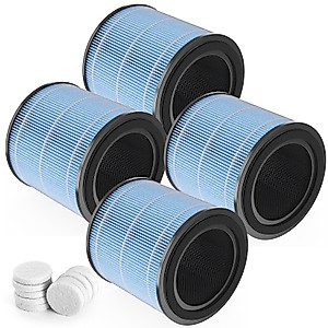 GoKBNY 4-Pack AP0601 True HEPA Replacement Filter Compatible with AIRTOK AP0601 Purifier, Part # AP0601-RF, with Aromatherapy Tablets