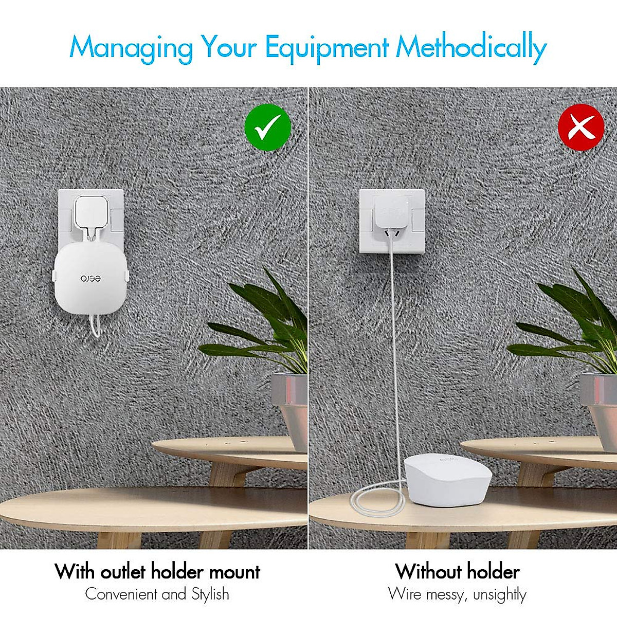 Wall Mount Holder for EERO Mesh WiFi System, Simple and Sturdy Wall Mount Bracket Holder for EERO Mesh WiFi Router Without Messy Wires or Screws (1 Pack-White)