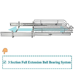 OCG Pull Out Cabinet Organizer (14" W x 21" D), Pull out Drawers for Kitchen Cabinets, Pull Out Shelves for Base Cabinet Organization in Kitchen Bathroom Pantry, Chrome Finish