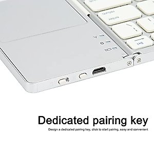 LMOLING Folding BT Keyboard, Wireless Portable Keyboard, 63 Keys Metal Ultra Thin Mini Folding Keyboard with Touchpad for Tablet Smartphones(Silver)