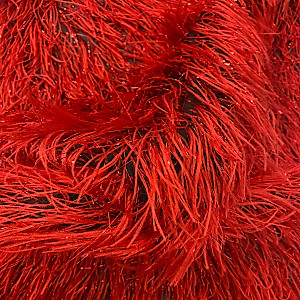 Fashion Fabrics LLC Red Metallic Faux Ostrich Feather Lace Apparel Costume Fabric - Sold by The Yard - 54"