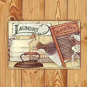 Fesy Laundry Washboard Metal Signs,Laundry Room Decor Laundry Sign Farmhouse Sign 8x12inches
