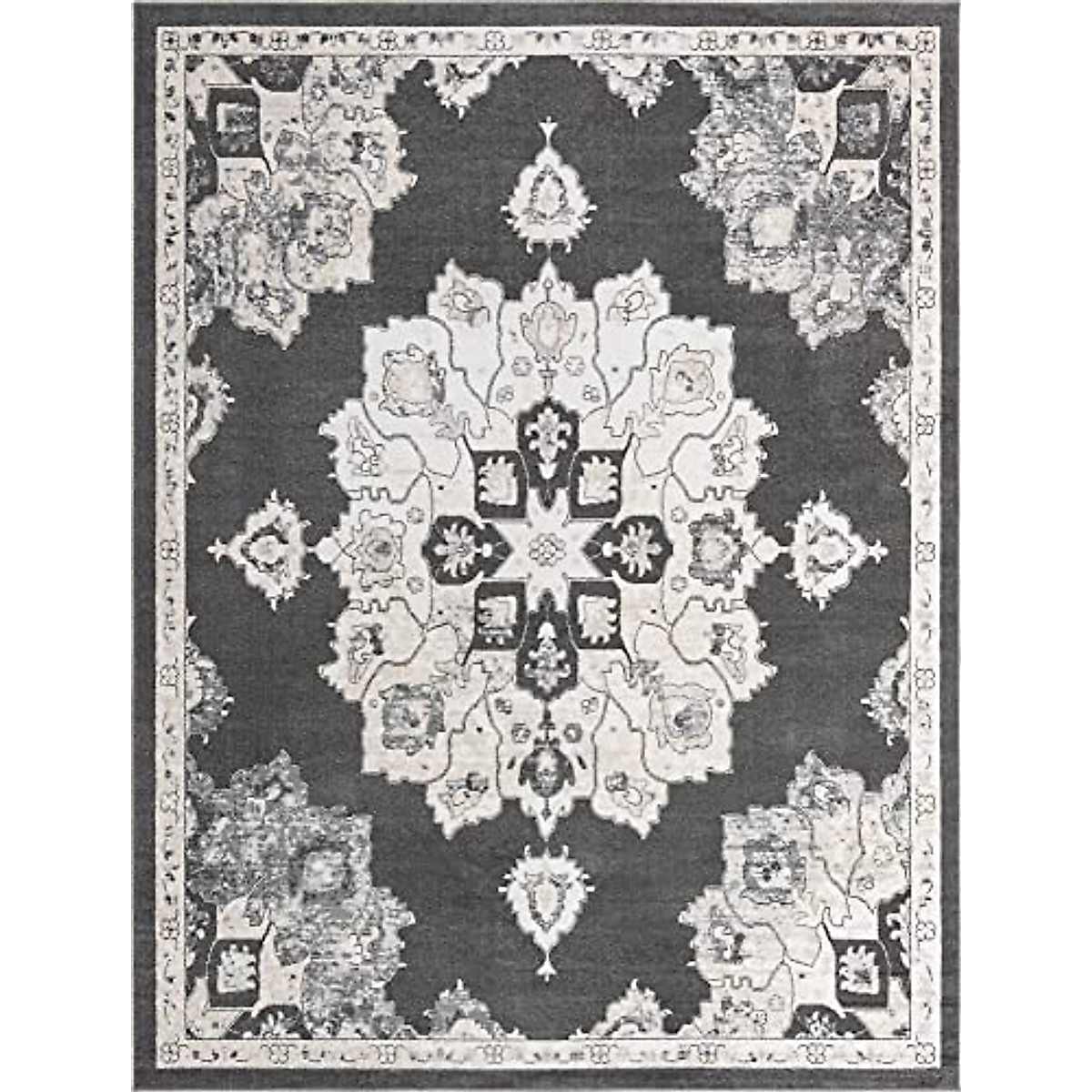 Unique Loom Parker Collection Area Rug - Kokulu (10' x 13' Rectangle, Charcoal/Gray)
