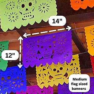 Dia de Los Muertos Papel Picado, Day of The Dead Banners, Dia de Los Muertos Altar 5 Pack|Tissue Paper