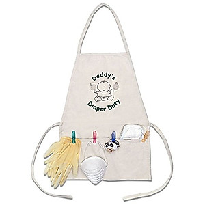 Genius Baby Toys | The ORIGINAL Daddy's Diaper Duty Apron and New Dad Gag Gift with Bottle Nipples, Gloves, Mask, Clothespins
