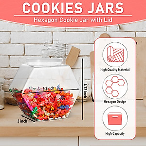 4 Pieces Plastic Candy Jars Cookie Jars for Kitchen Counter Hexagon Cookie Jar with Lid Clear Candy Containers Laundry Pod Storage Container Dry Food Jar for Candy Buffet Dog Treats Craft (29 Oz)