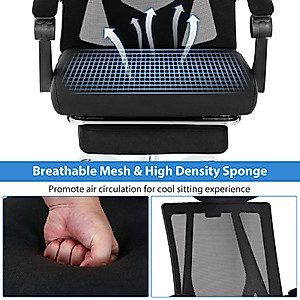COSTWAY Ergonomic Office Chair with Retractable Footrest, High Back Reclining Executive Chair with Adjustable Headrest and Armrest, 2-Paddle Control, Swivel Computer Desk Chair for Working, Gaming