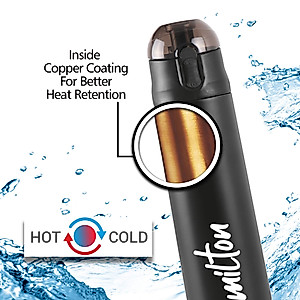 MILTON New Crown 400 Thermosteel 24 Hours Hot and Cold Water Bottle, 350 ml, Red | Easy to Carry | Office, Hiking, Trekking, Travel, Gym, Home, Kitchen Bottle