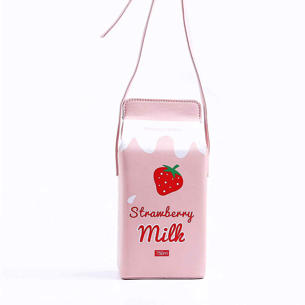 LUI SUI Fruits Banana Strawberry Milk Box Cross Body Purse Bag Women Phone Wallet Shoulder Bags