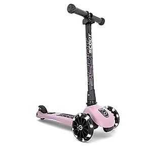 Scoot & Ride - Highwaykick 3 Children Adjustable Wide Deck Standing Scooter Including Safety Pad and LED Wheels (Rose) - for Ages 3-6