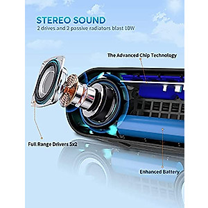 LENRUE Bluetooth Speakers, Waterproof Portable Speakers with TWS, 24 Playtime, Stereo Sound, Wireless for Home Shower Pool Beach Outdoor