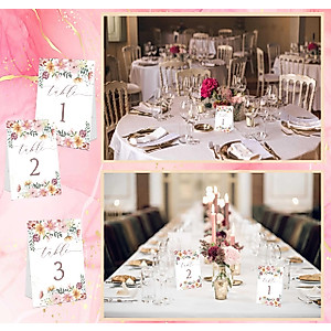 Wedding Table Numbers 1-20, Flower Wedding Decor, 4x6 Standing Sign Self-Standing Table Numbers for Bridal Showers, Baby Showers, Special Event, Reception & Decorations
