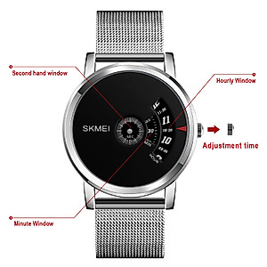 SKMEI Wrist Watch for Men, Cool Luxury Analog Watches for Men Unique Wristwatch Dress Business Mens Watches with Stainless Steel Band