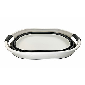 SAMMART 39L (10.3 gallons) Collapsible Plastic Laundry Basket - Foldable Washing Tub - Easy Storage & Pop Up Saving (Grey/Washed Black)