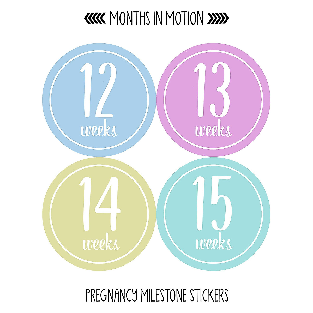 Months In Motion Pregnancy Weekly Belly Growth Stickers Pregnant Expecting Maternity Keepsake - Baby Bump - Large Set of 36 Weekly Photo Sticker
