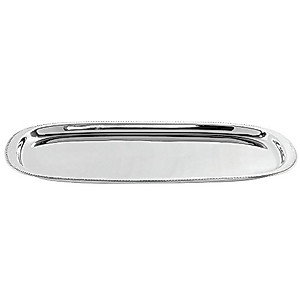 HUBERT Serving Tray Stainless Steel Rectangular with Beaded Edge - 18" L x 13 1/2" W x 3/4" H