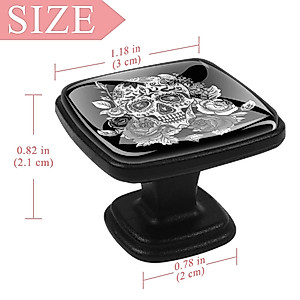 ZXCVASD Black and White Skull 4-Pack Knobs for Dresser Drawers Square Decorative Cabinet Handles Drawer Knobs and Pulls with Screws for Home, Kitchen, Wardrobe-1.18 inch x0.82 inch x0.78 inch