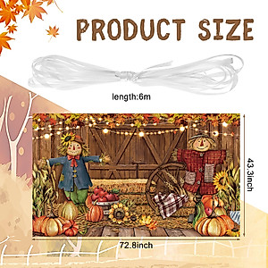 WovWeave Fall Thanksgiving Banner Autumn Party Background Decorations Fall Pumpkin Maple Backdrop for Thanksgiving Harvest Birthday Baby Shower Photo Booth Props Supplies Party, 72.8 x 43.3 Inch