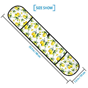 Lemon Double Oven Mitt, Cotton Cooking Gloves Heat Resistant Fresh Fruit Lemon Leaves Kitchen Oven Gloves for BBQ, Cooking, Baking, and Handling Hot Pots and Pans, 35 x 7.5