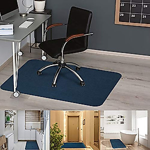 DRPORONYN Office Hard Floor Chair Mats, Hardwood Tile Floor Carpet Desk Protector Mat Without Curling,Scratch for Rolling Chair Computer Desks (Dark Blue, 48" x 36")
