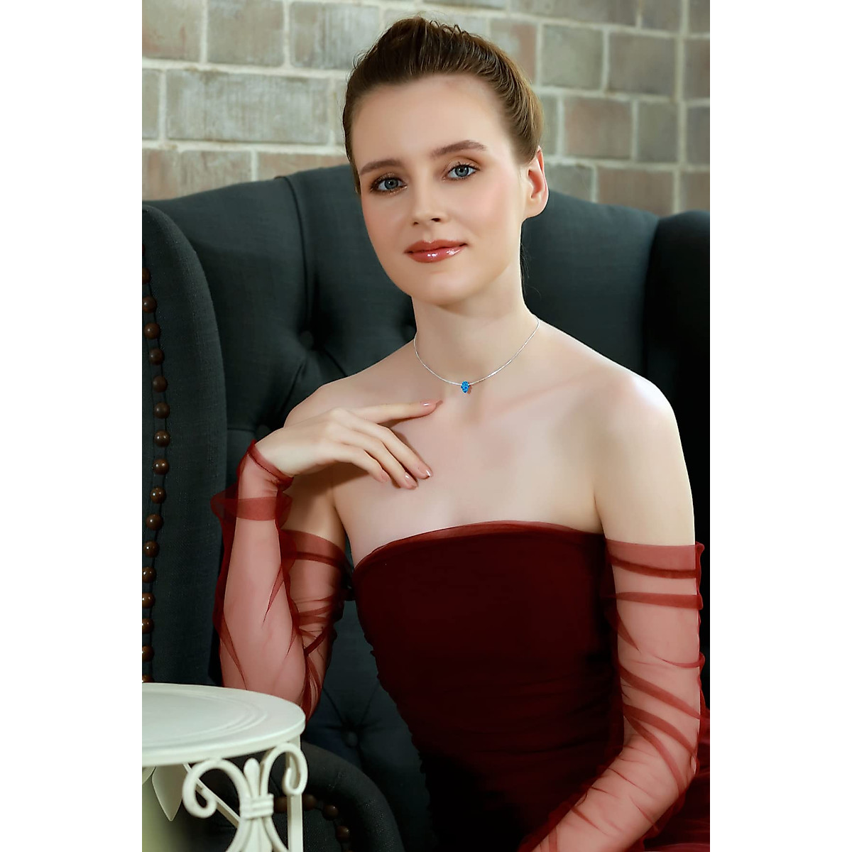 B. BRILLIANT Hamsa Necklace for Women Sterling Silver Opal Blue Hamsa Necklaces Stacking Holiday Gift Birthday