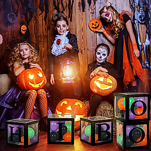 Geyee 8 Pieces Balloon Box Decoration, Transparent Block with 78 Letters/ 3-Sets of A-Z for Halloween Decor Bride Shower, Baby Shower, Christmas Halloween Supplies, Birthday Boxes(Black)