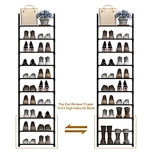 barsone Shoe Rack 10 Tiers, 20-25 Pairs Shoe Organizer Storage Shelf Stand Tower Shoe Rack, Space Saving Shoe Shelves Narrow Free Standing Shoe Rack for Closet Entryway Hallway Apartment Garage