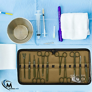 MuskalMed Advanced Dissection Kit - 24 Pieces Total. High Grade Stainless Steel Instruments Perfect for Anatomy, Biology, Botany, Veterinary and Medical Students 11 Bonus Scalpel MLT-03