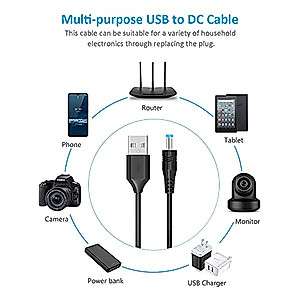 Belker Universal 5V DC 5.5 2.1mm Jack Charging Cable Power Cord, USB to DC Power Cable with 14 Interchangeable Plugs Connectors Adapters Compatible with Fan Speaker Router Mini and More 5V Devices