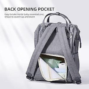 SUNVENO Baby Diaper Backpack Large Capacity Quilting Travel Nappy Bag, Grey