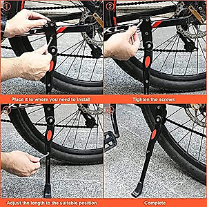 MXDJ 2Pcs Bike Kickstand, Bicycle Stand with Anti-Slip Rubber Foot, Aluminum Alloy Bike Stand Bicycle Kickstand for Mountain Bike, Road Bike, Kids Bike (Color : Black, Size : 2pcs)