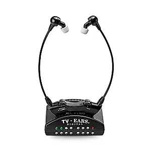 TV Ears Digital Wireless Headset System - Personal Volume Control, Quiet to Loud, Supports All TVs, Ideal for Seniors & Hearing Impaired, Infrared, Plug N' Play, No Pairing/Audio Delay, Dr Rec -11741, Black