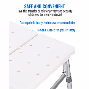 Non Slip Tub Transfer Bench for Bathtub, Shower Transfer Bench for Elderly and Disabled, Adjustable Shower Transfer Bench for Bathtub with Reversible Back, Transfer Tub Bench Bathroom Aid